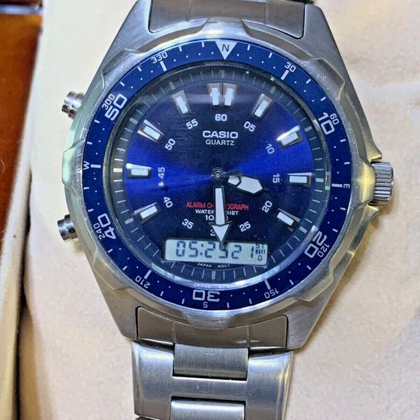 Casio Scarce Blue Dial 2701 Alarm Chronograph AMW-320R Mens 100 M ...