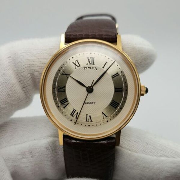 Timex M Cell Ladies Gold Tone w/ Roman Numerals Quartz Dress Watch ...