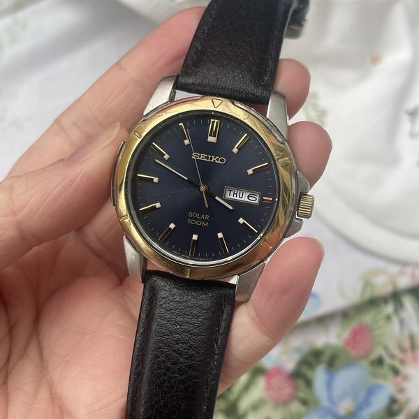 Seiko Solar Wr100m Mens Watch With Day Date V158-0AD0 | WatchCharts ...