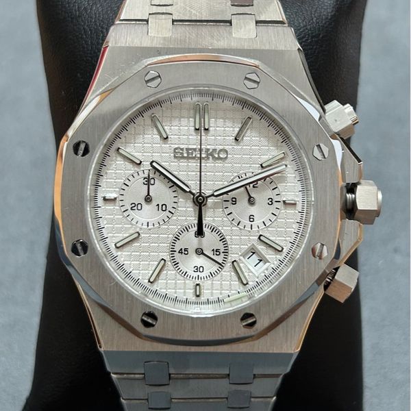 [Mod] Seiko AP Chronograph Mod Audemars Piguet White Dial Royal Oak ...