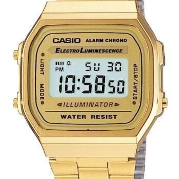 CASIO MEN'S GOLD TONE STAINLESS STEEL DIGITAL WATCH A168WG ...