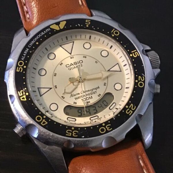 Vintage CASIO AD-520 [388] Smiley" Ana-Digi Quartz Dive Watch w ...