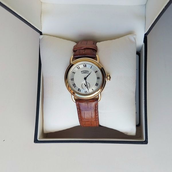 Men's Rotary Watch Gold Face Brown Leather Strap Sold As Seen ...