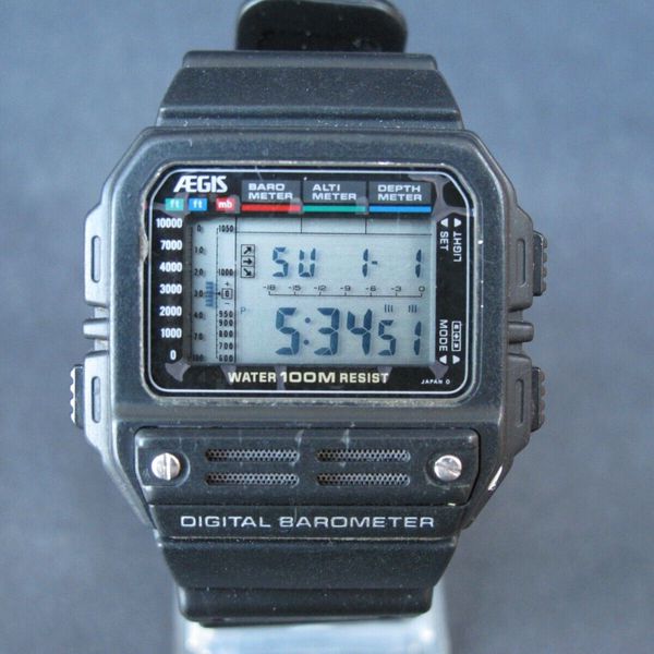 Vintage AEGIS/CASIO digital barometer/altimeter/depth meter watch ...