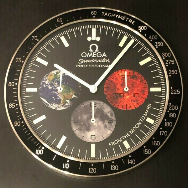 OMEGA SPEEDMASTER WALL CLOCK LIMITED EDITION "FROM THE MOON TO MARS ...