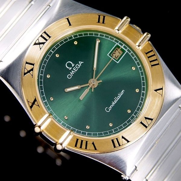 VINTAGE OMEGA CONSTELLATION QUARTZ EMERALD DIAL DATE MEN'S WATCH ...