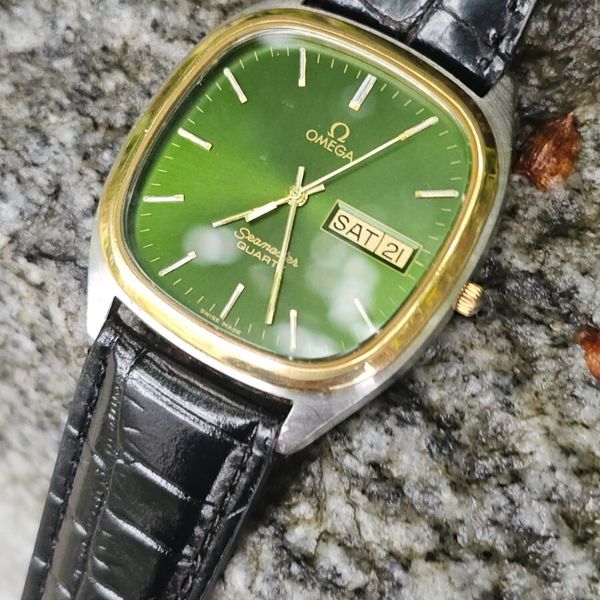 Omega Seamaster Day-Date Olive Green Dial Men's Quartz Watch ...