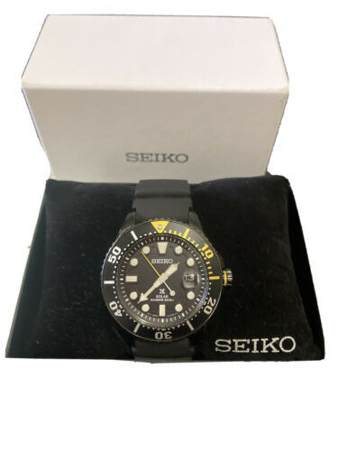 SEIKO SNE441 Men’s PROSPEX Solar Diver Black Dial BLACK STRAP AUTHENTIC ...