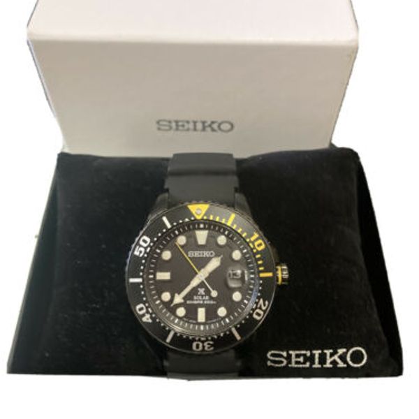 SEIKO SNE441 Men’s PROSPEX Solar Diver Black Dial BLACK STRAP AUTHENTIC ...
