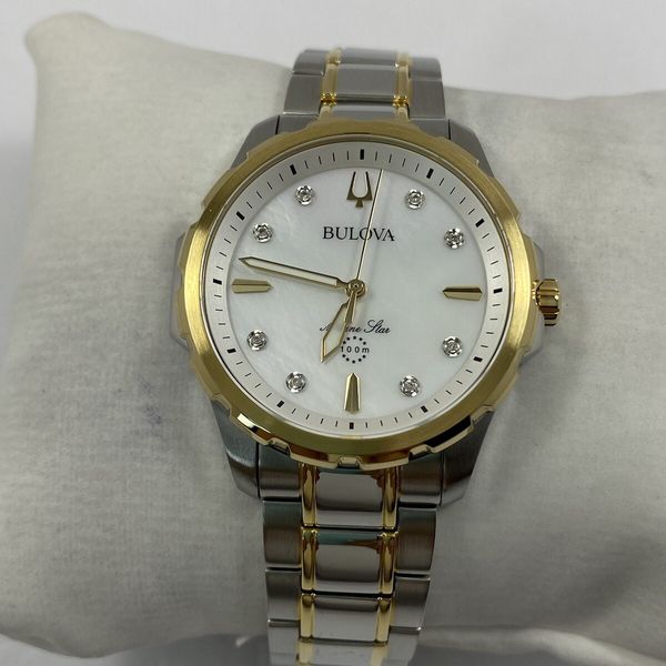 Bulova Marine Star Diamond Quartz Two Tone Stainless Steel Ladies Watch ...