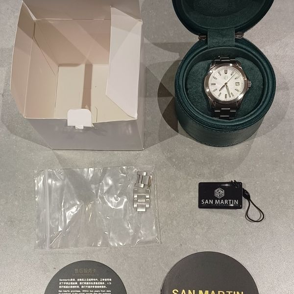 San Martin SN0150 G1 Automatic Watch 39mm Sapphire Crystal White MOP ...