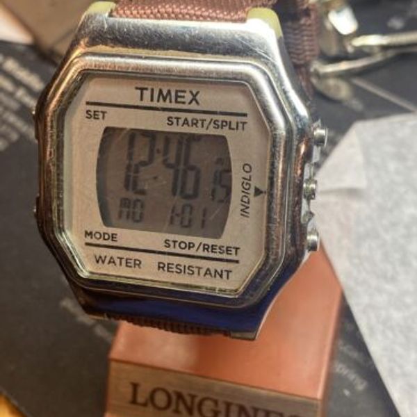 Mens Super Large Timex Indiglo Digital Stopwatch Watch Nato Strap ...