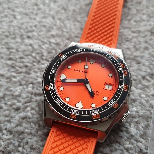 MINT Seestern 600T V3 "Doxa" 40mm orange dial ceramic bezel + extra FKM ...