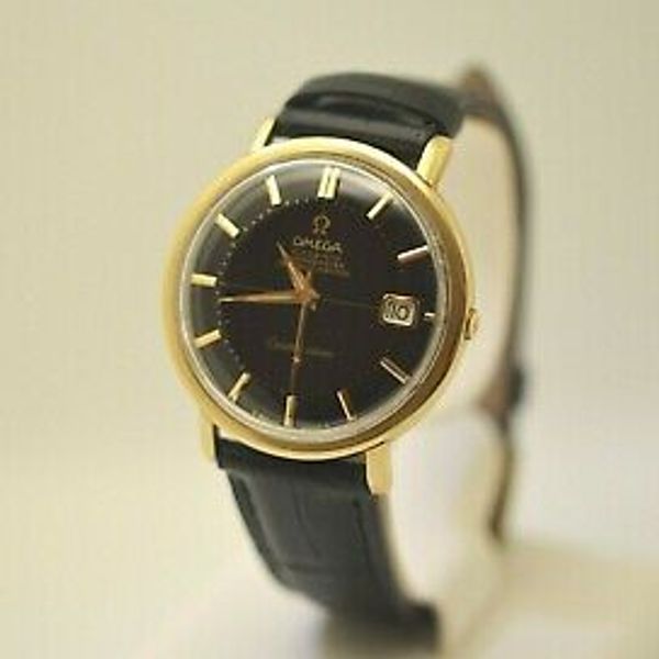 Vintage Omega Constellation Black Dial Rose Gold Capped Case Ref. 168. ...
