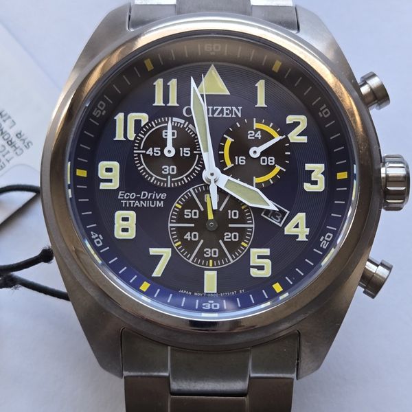 Citizen Eco-Drive Garrison Blue Dial Chrono Titanium Quartz Watch ...