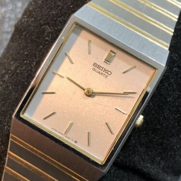 Vintage Menâ s Rectangle Seiko Watch Stainless Steel Dress Wristwatch ...