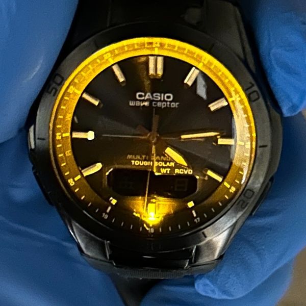 CASIO WAVE CEPTOR WVA-M640 Black Multi Band 6 Solar Watch works well ...