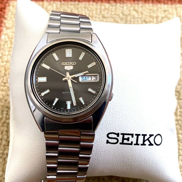 Seiko 5 SNXS79 Automatic Men Watch 21 Jewels Black Dial Stainless Steel ...