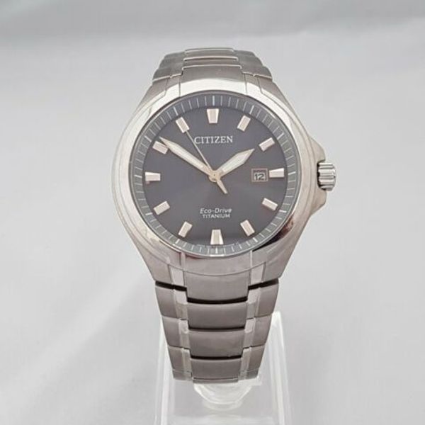 CITIZEN ECO-DRIVE E111-R009893 TITANIUM WATCH BLACK DIAL DATE ...