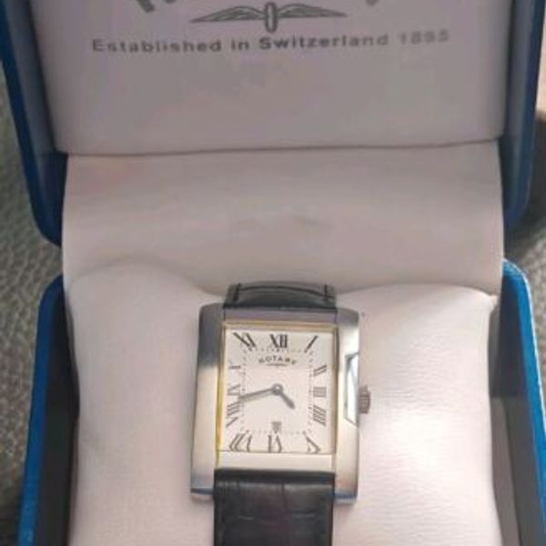 Rotary 'Savannah' Tank Men's Watch Black leather Strap VGC ...