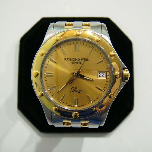 Raymond Weil Tango Collection 5590-STP-100 18K Gold Plated Champagne ...