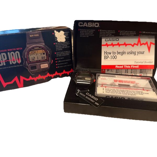 Casio BP-100 Blood Pressure Monitor Watch Original W. Box Manuals ...