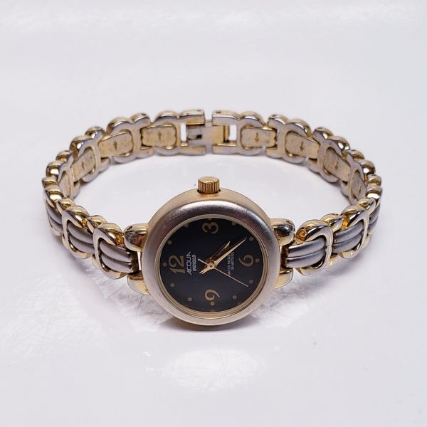 Acqua By Timex Analog Quartz Movement Vintage Gold Tone Black Face ...