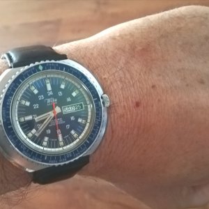 vintage WILKA diver 20 atm, AS2066, day date, 13÷24h markings ...