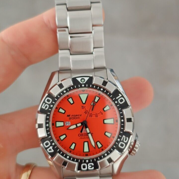 Rare Orient M-Force SEL03002M Diving Automatic Watch Orange Dial Made ...