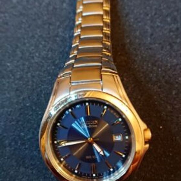 CITIZEN ECO DRIVE MENS WATCH STAINLESS STEEL GOLD TONE E110-K003121 ...