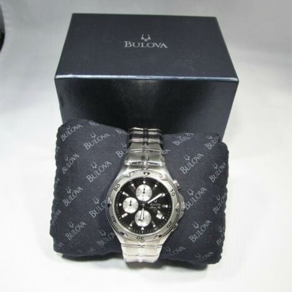 Mens Bulova Marine Star 100M Satinless Steel w/ Black Face C837323 ...