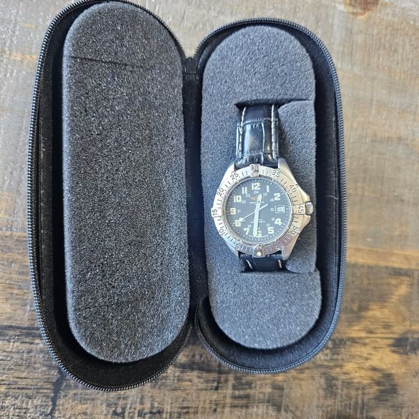 Breitling Colt Leather Strap Black Dial Men's watch a57035 ...