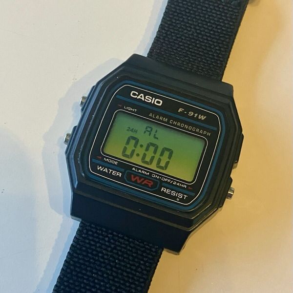 Casio Digital Watch with Green Dial Gradient Mod Model: F-91W [593 ...
