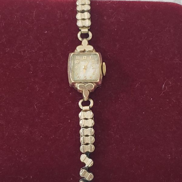 Hamilton Biggs 10K SOLID YELLOW GOLD w/ 10K GF Top Band Lady Wristwatch ...