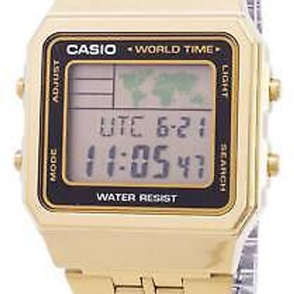 Casio A500WGA-1DF Digital Stainless Steel World Time Quartz Digital Men ...