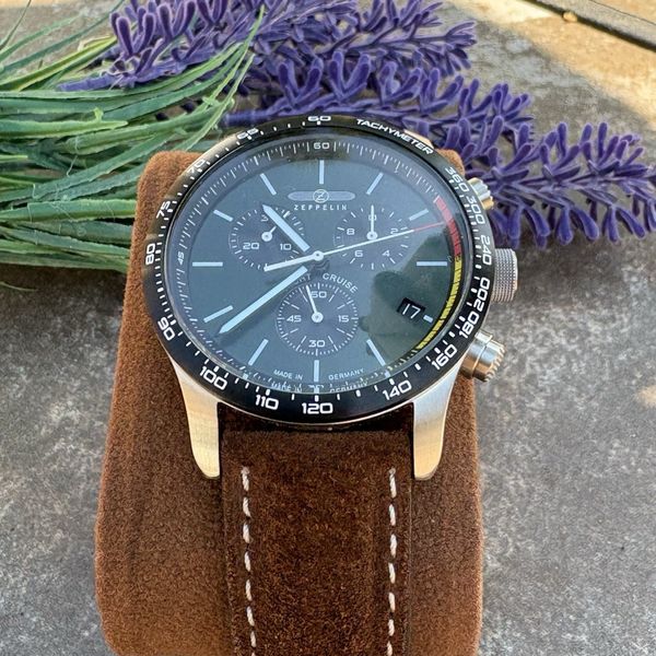 Zeppelin Night Cruise Quartz Chronograph (43mm) Green Dial / Brown 7288 ...