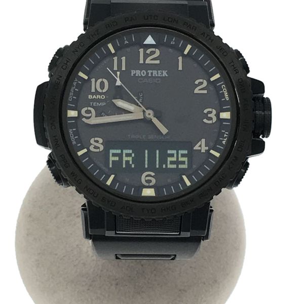 [Used] CASIO Solar Watch_PRO TREK/Analog/Stainless Steel/BLK [Clothing ...