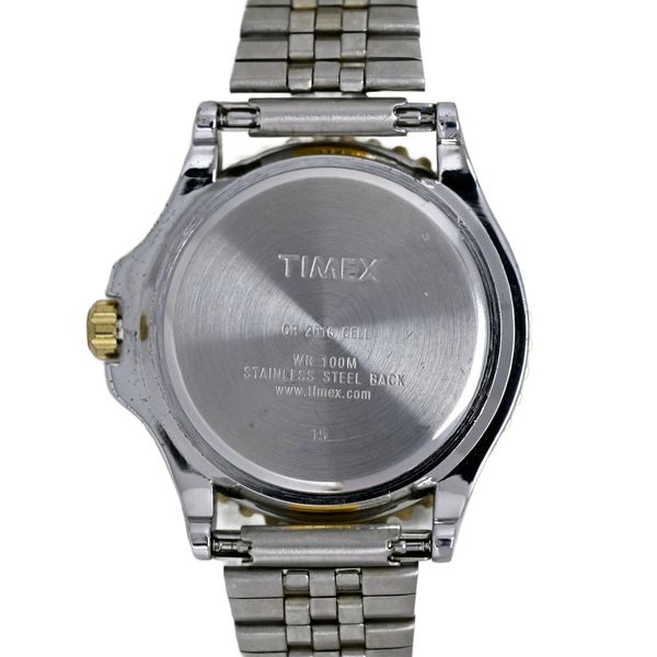 Timex Indiglo Diver Two-Tone Steel Gold Black Dial Date 100M Water ...