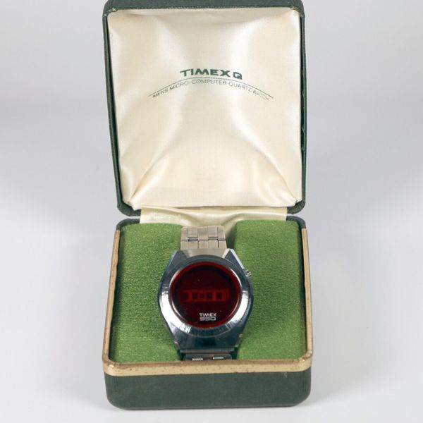 Vintage Timex SSQ Round Face Red Screen Micro Computer Quartz Watch â A ...