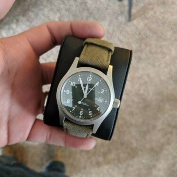 Hamilton Khaki Field H69419363 Hand winding Khaki Green Leather watch ...