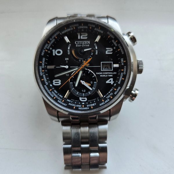 Citizen Eco-Drive Watch. Silver Strap And Case With Black Face Complete ...