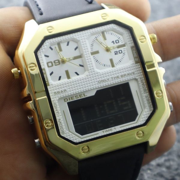 Diesel CLASHER Men "Only The Brave" Chronograph Analog-Digital Dial ...