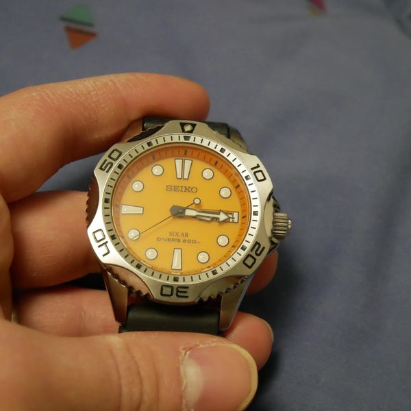 FS: Seiko SNE109 Orange Solar Diver + many straps | WatchCharts Marketplace