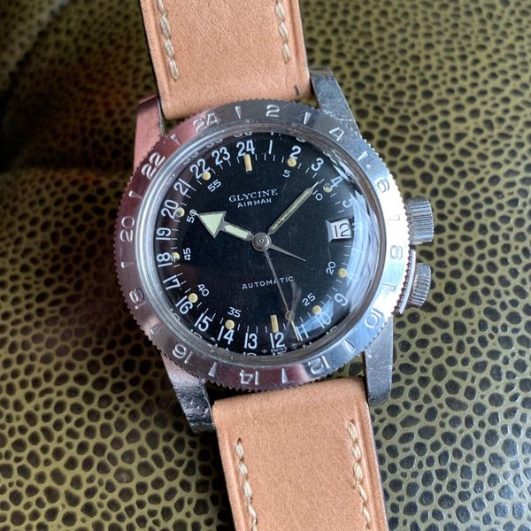 Vintage 60's Glycine Airman True 24 Hour Automatic Watch - Custom ...