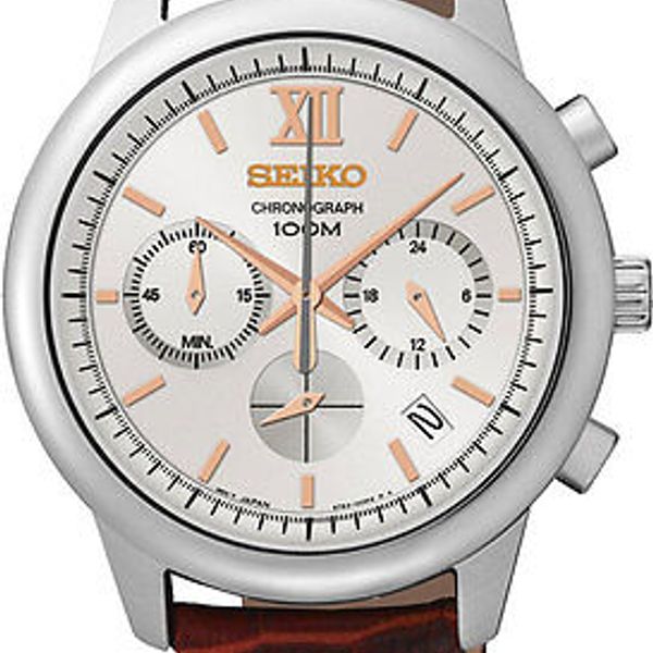 Seiko SSB143 SSB143P1 Mens Chronograph Watch WR100m Leather Band RRP ...