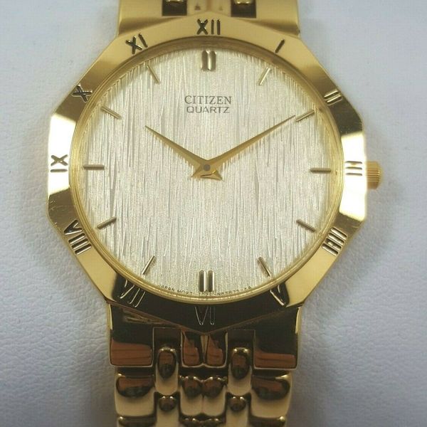 Citizen Quartz Gold Dial Stainless Steel Men's Watch 1020-S63901 ...