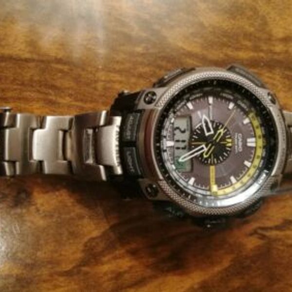 Casio Pro Trek Titanium PRW-5000T-7ER Triple Sensor Watch Protrek 5114 ...