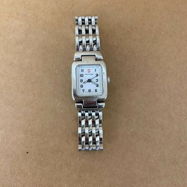Swiss Army Victorinox 30 Meters Rectangle White Face 20mm Wrist Watch ...