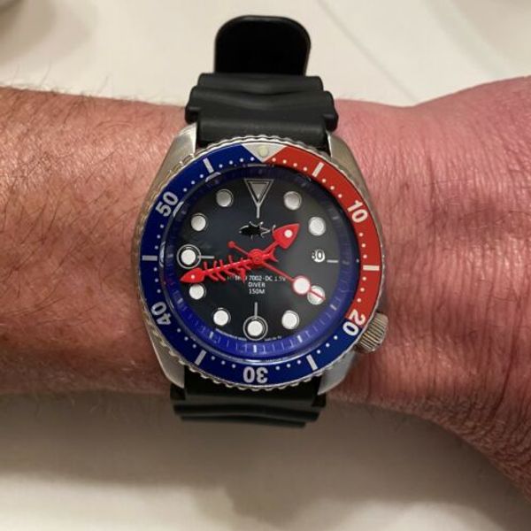Vintage Seiko Diver 7002-7000 MOD PEPSI BEZEL Black MOP Dial | WatchCharts