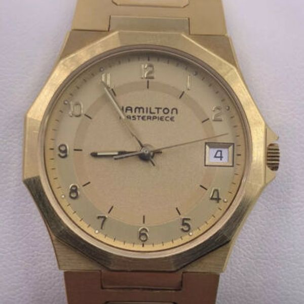Vintage Mens Hamilton Masterpiece Date 8928 Gold Plate Watch ...